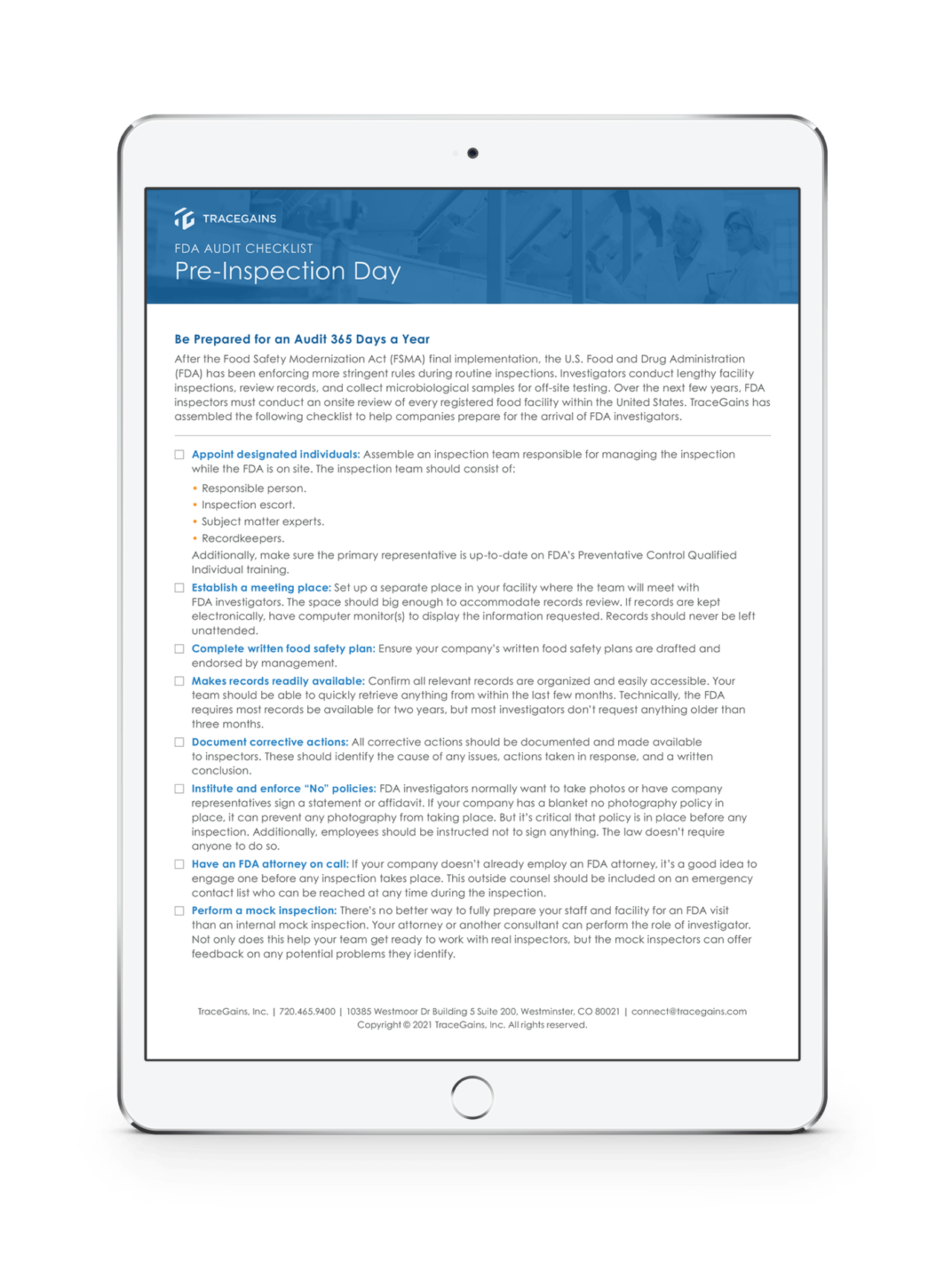 Preparing for FDA Audits — TraceGains