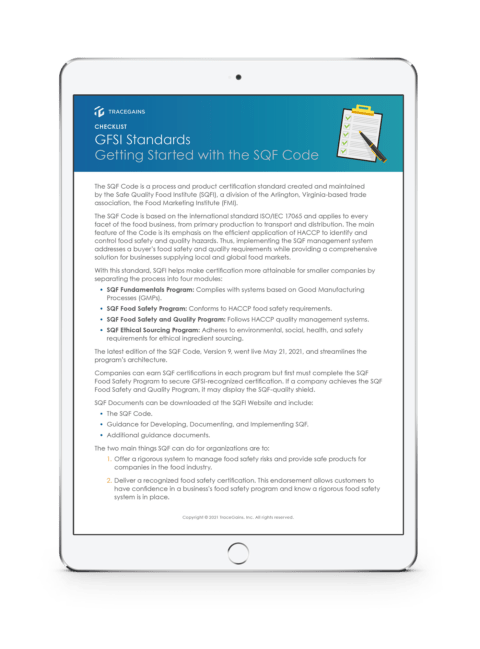 SQF Certification — TraceGains